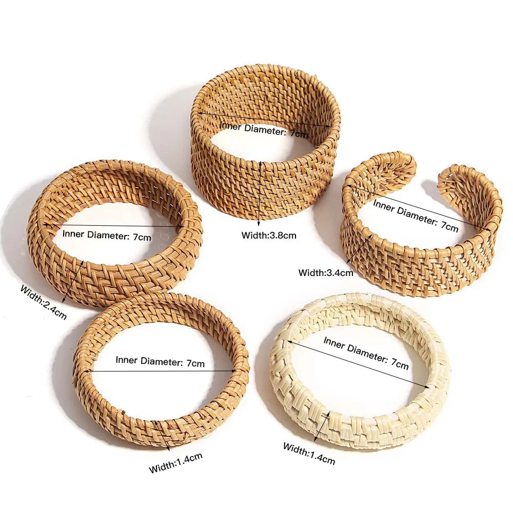 Boho Wood Bamboo Rattan Weave Bracelet for Women – JUSTPRETTYCHIC